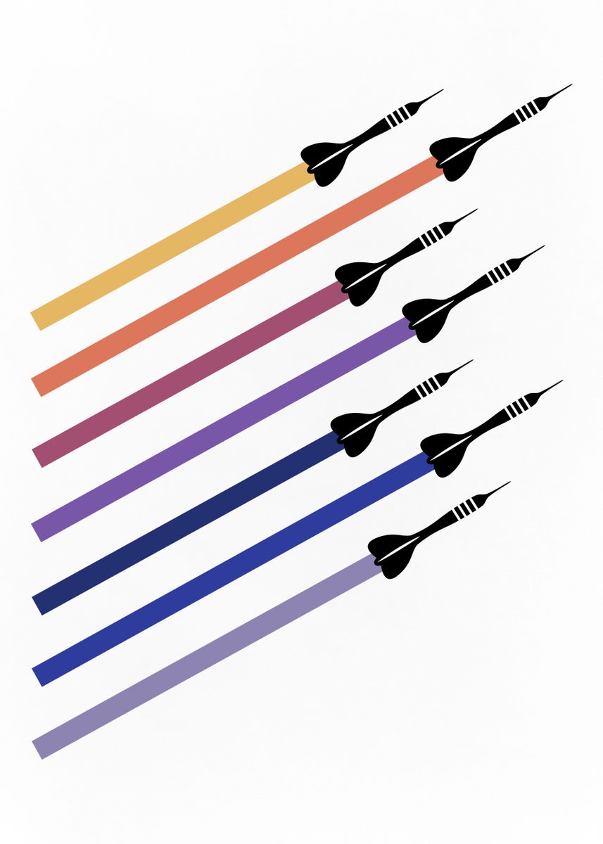 'Colorful Flying Darts ' Poster, picture, metal print, paint by ...