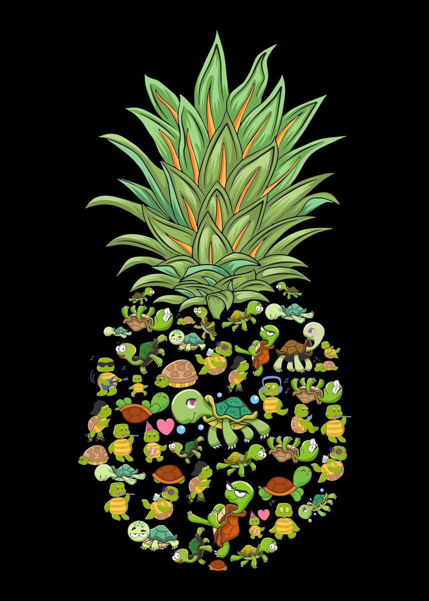 'Hawaii Pineapple Turtles' Poster by professionaldesigns | Displate