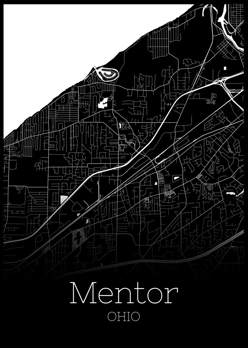 'Mentor Ohio map' Poster, picture, metal print, paint by RelDesign ...
