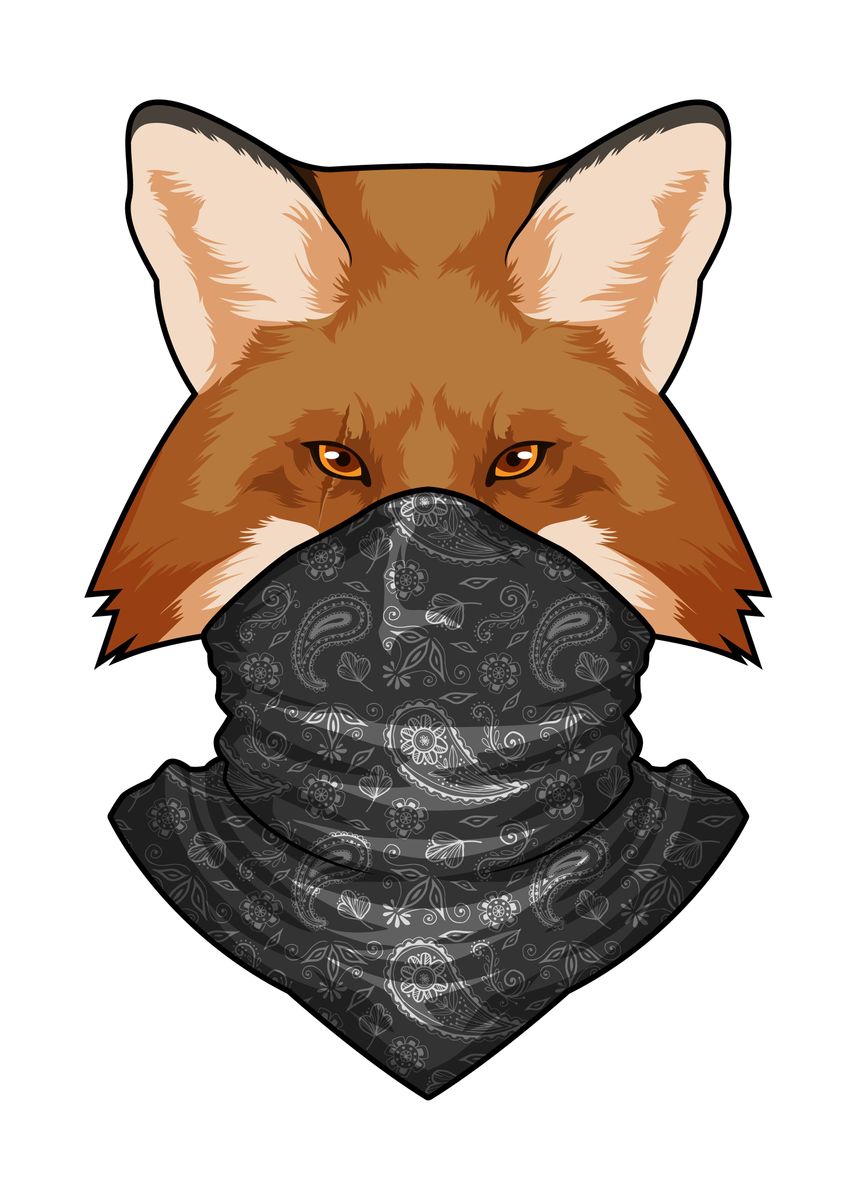 'Fox Bandit Kerchief' Poster, picture, metal print, paint by Markus ...