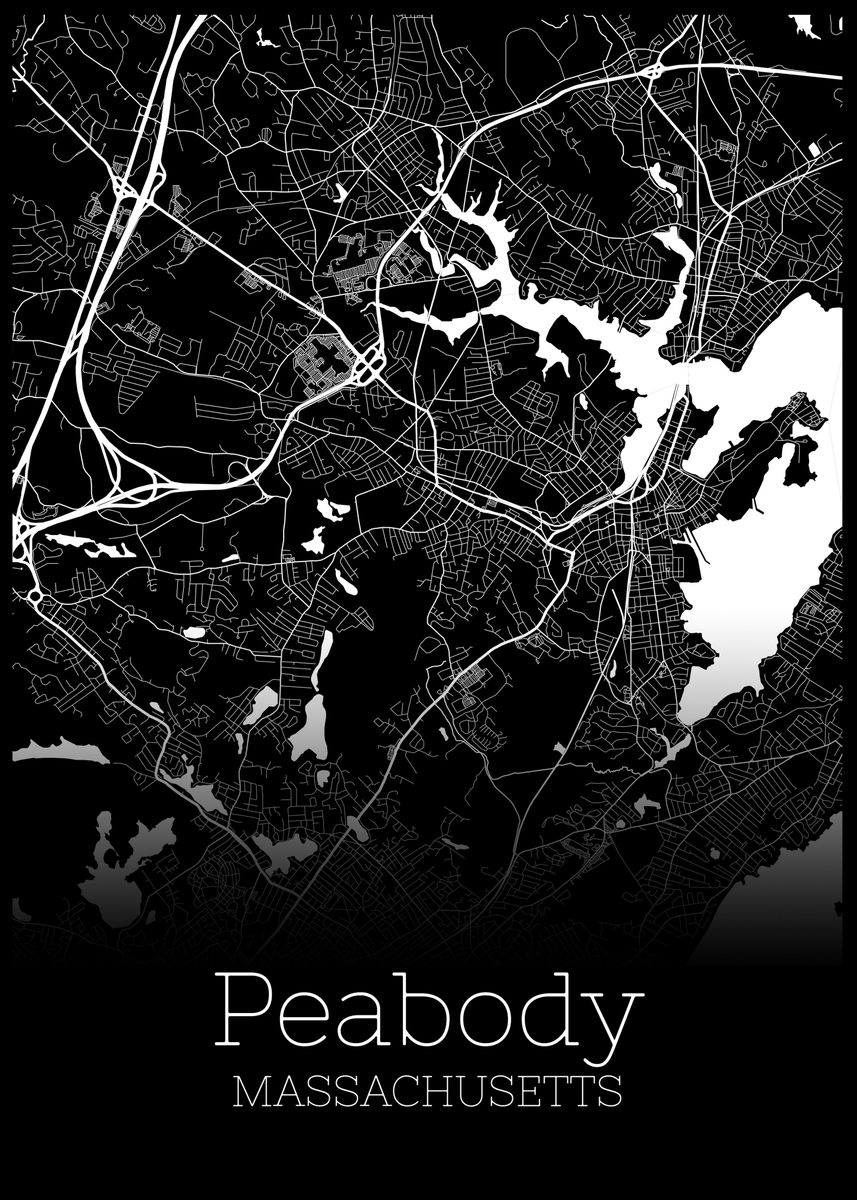'Peabody Massachusetts map' Poster, picture, metal print, paint by ...