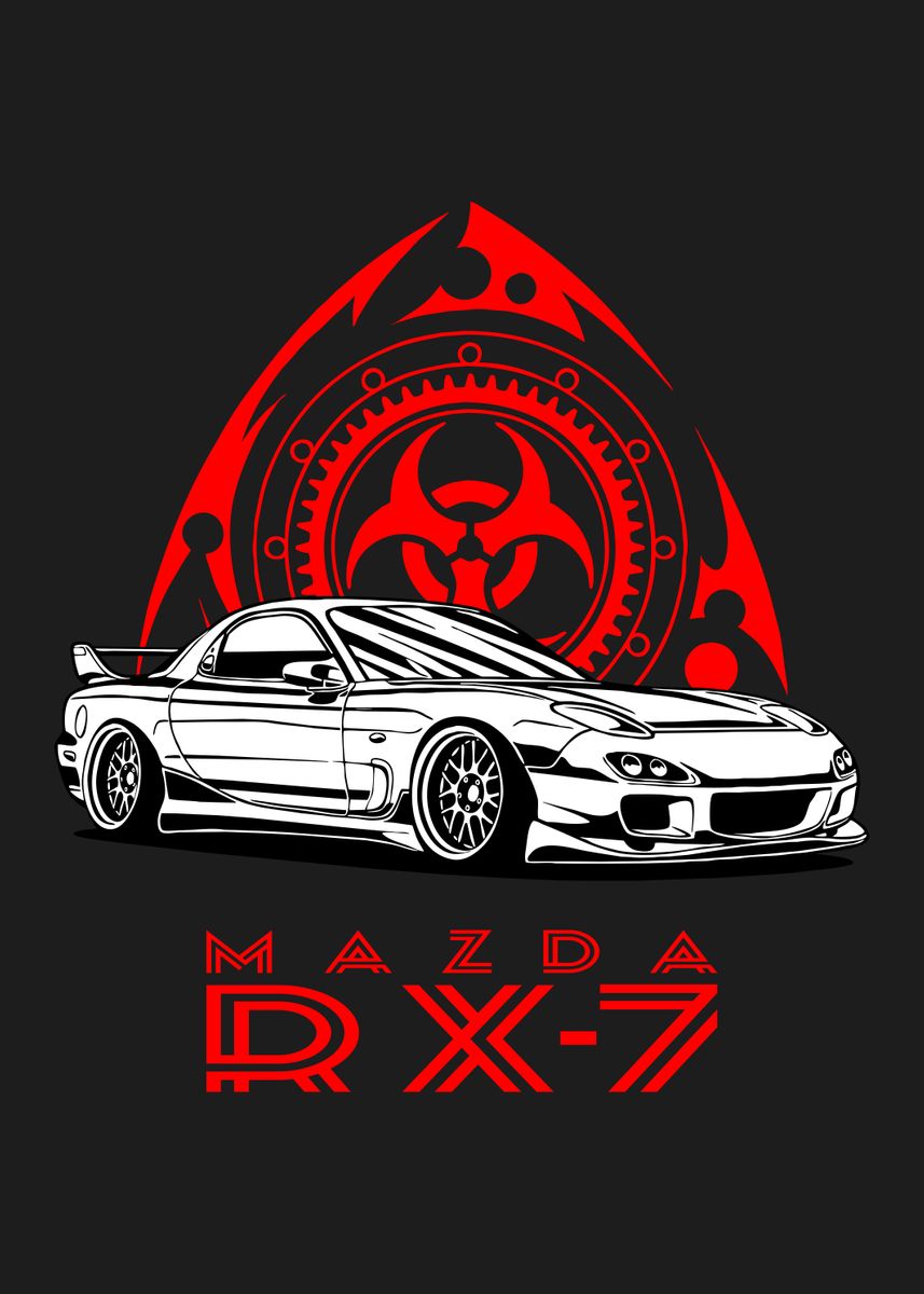 'Mazda RX7 car' Poster, picture, metal print, paint by Faissal Thomas ...