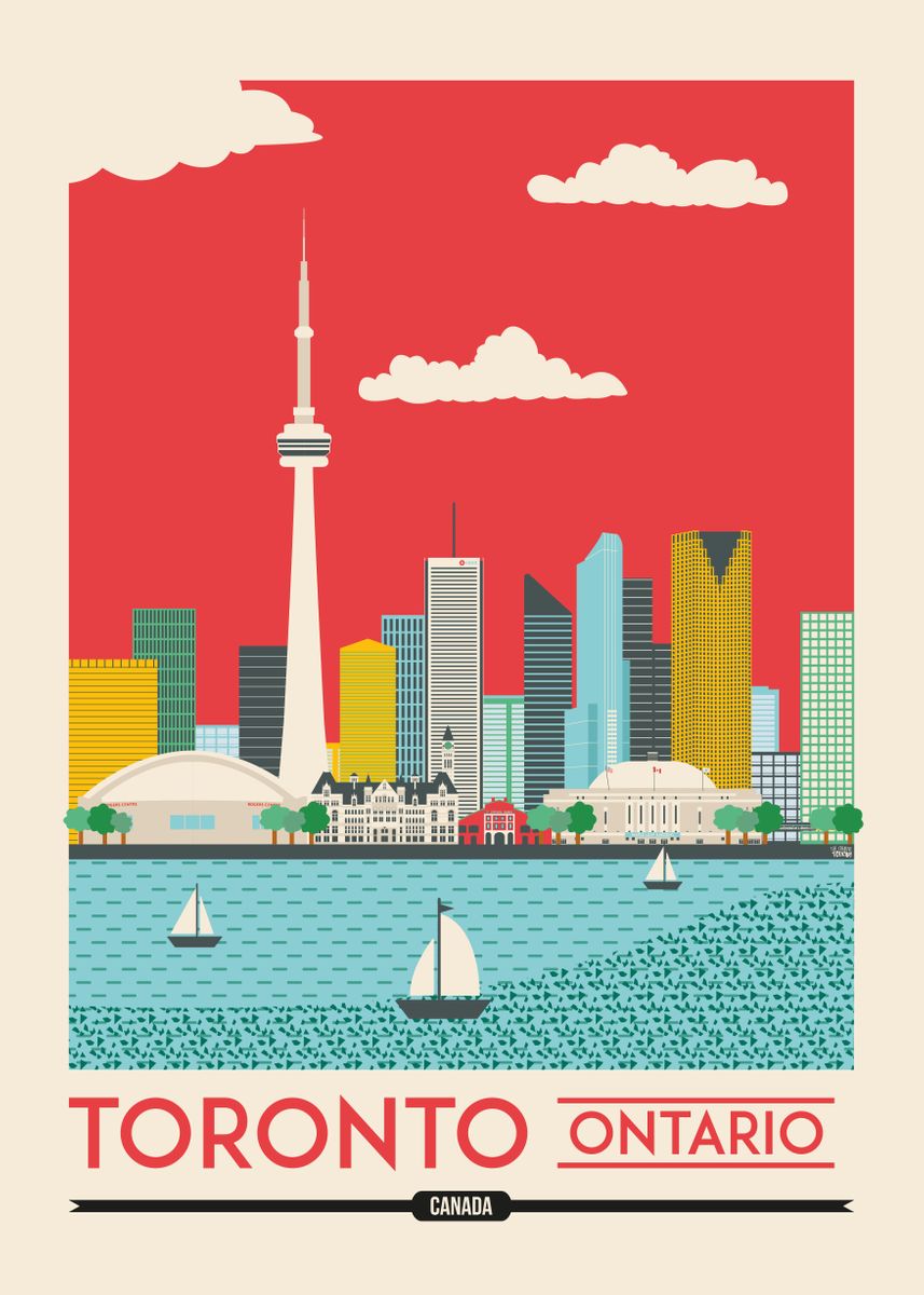 'Toronto Cityscape' Poster, picture, metal print, paint by The Creative ...