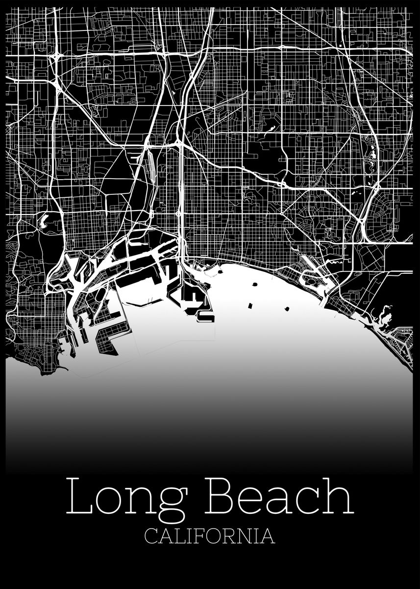'Long Beach California map' Poster by RelDesign | Displate