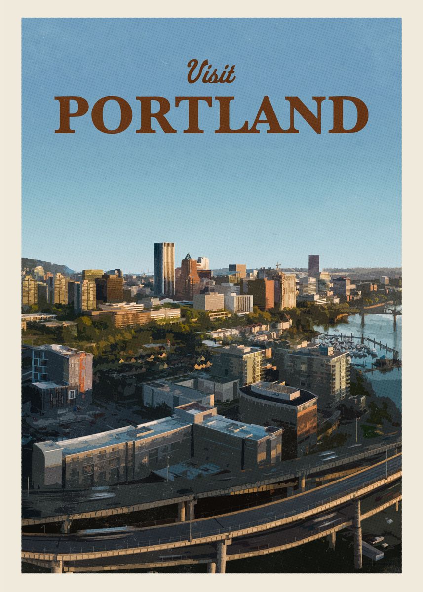 'Visit Portland' Poster, picture, metal print, paint by Mercury Club ...