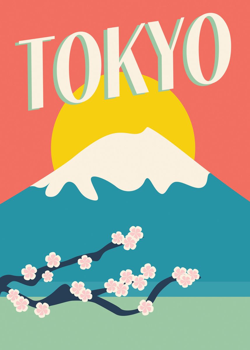 'Retro Tokyo poster' Poster, picture, metal print, paint by ...