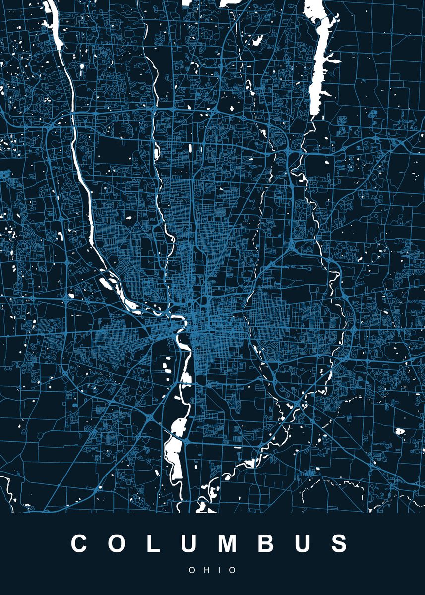 'COLUMBUS Map OHIO USA' Poster, picture, metal print, paint by ...