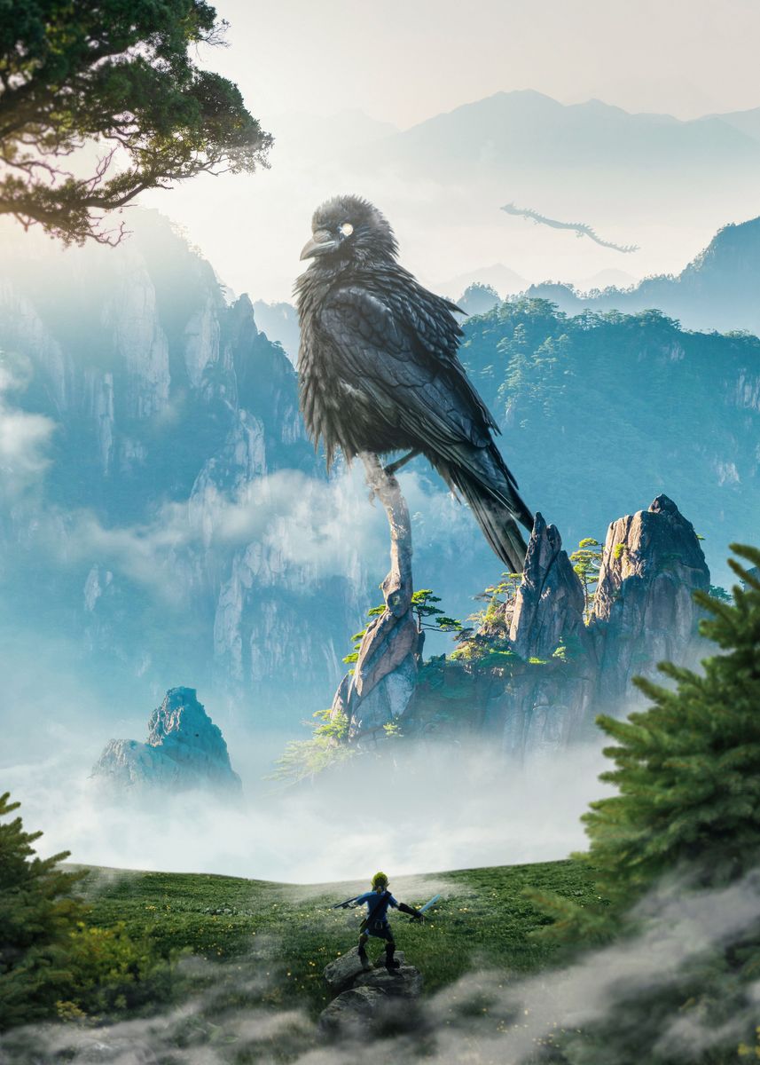 'Ancient Crow' Poster, picture, metal print, paint by PointCrow | Displate