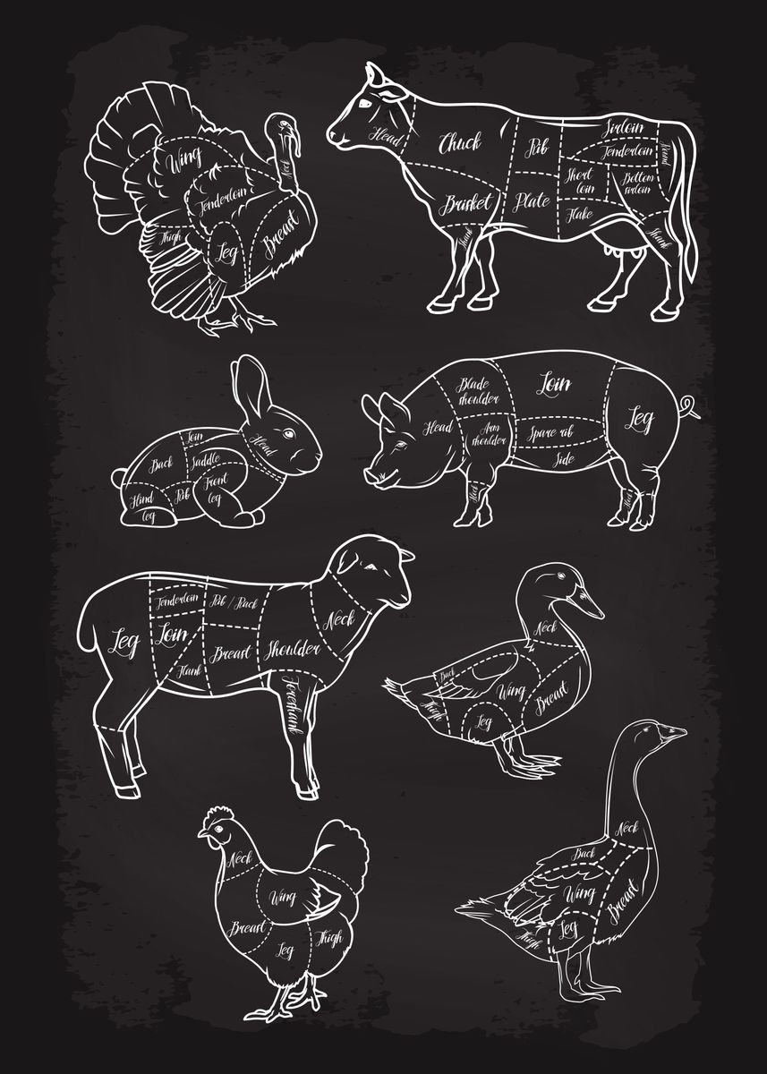 'Butcher Cuts Guide' Poster by dkDesign | Displate