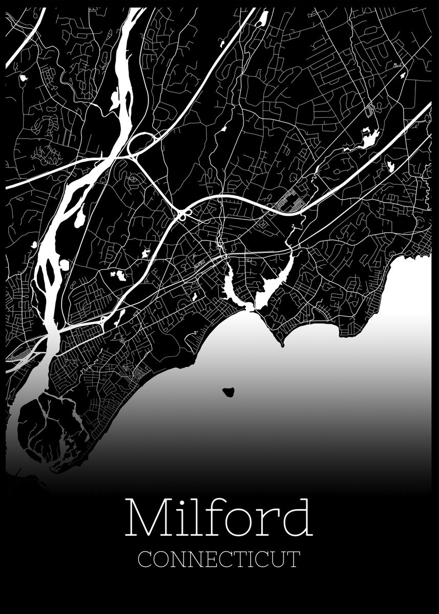 'Milford Connecticut map' Poster, picture, metal print, paint by ...
