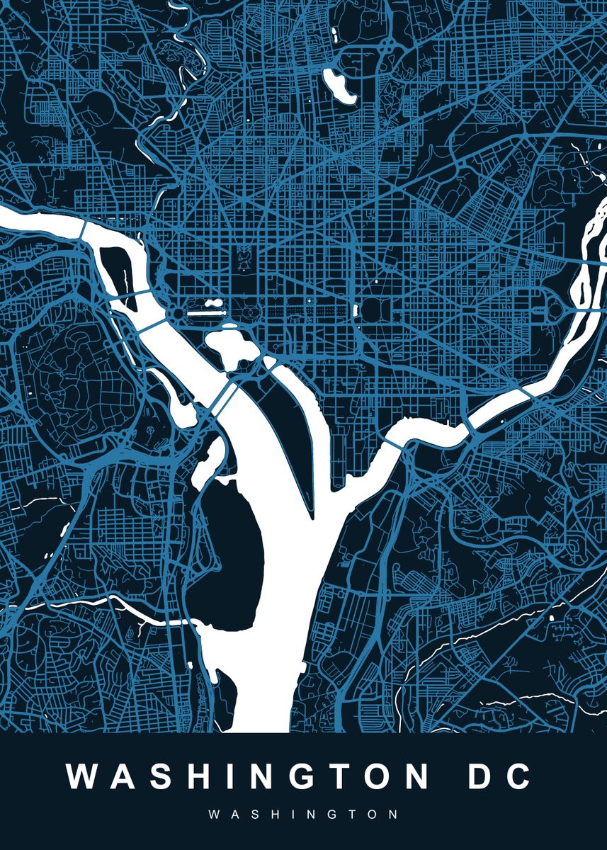 'WASHINGTON DC Map USA' Poster, picture, metal print, paint by ...