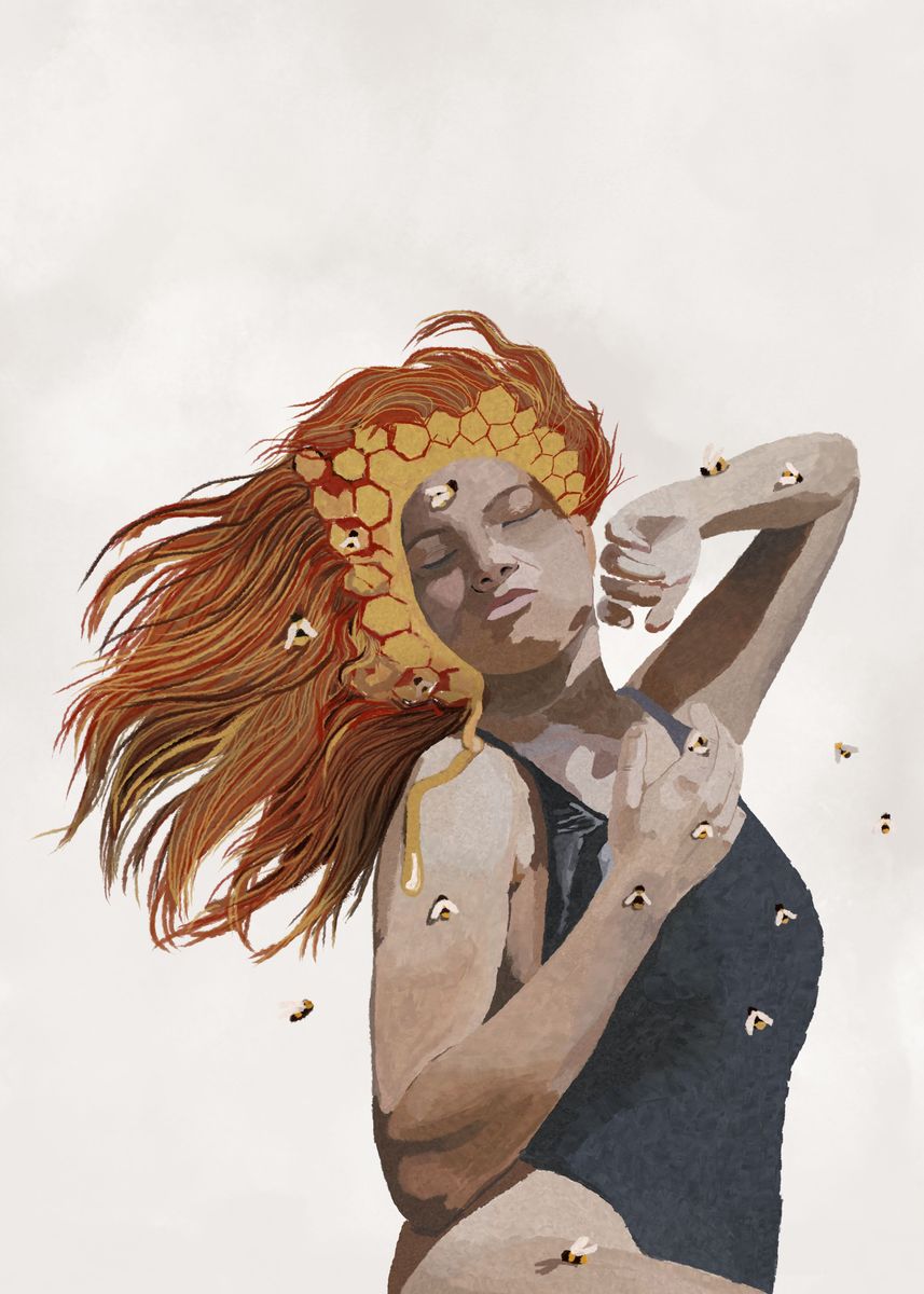 'Queen Bee' Poster, picture, metal print, paint by Elisa Roselli | Displate