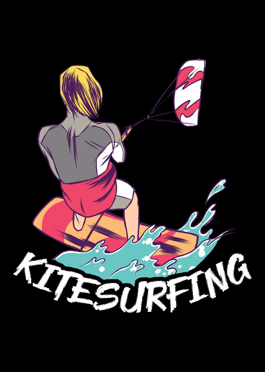 'Kiteboarding Kitesurfing' Poster, picture, metal print, paint by ...