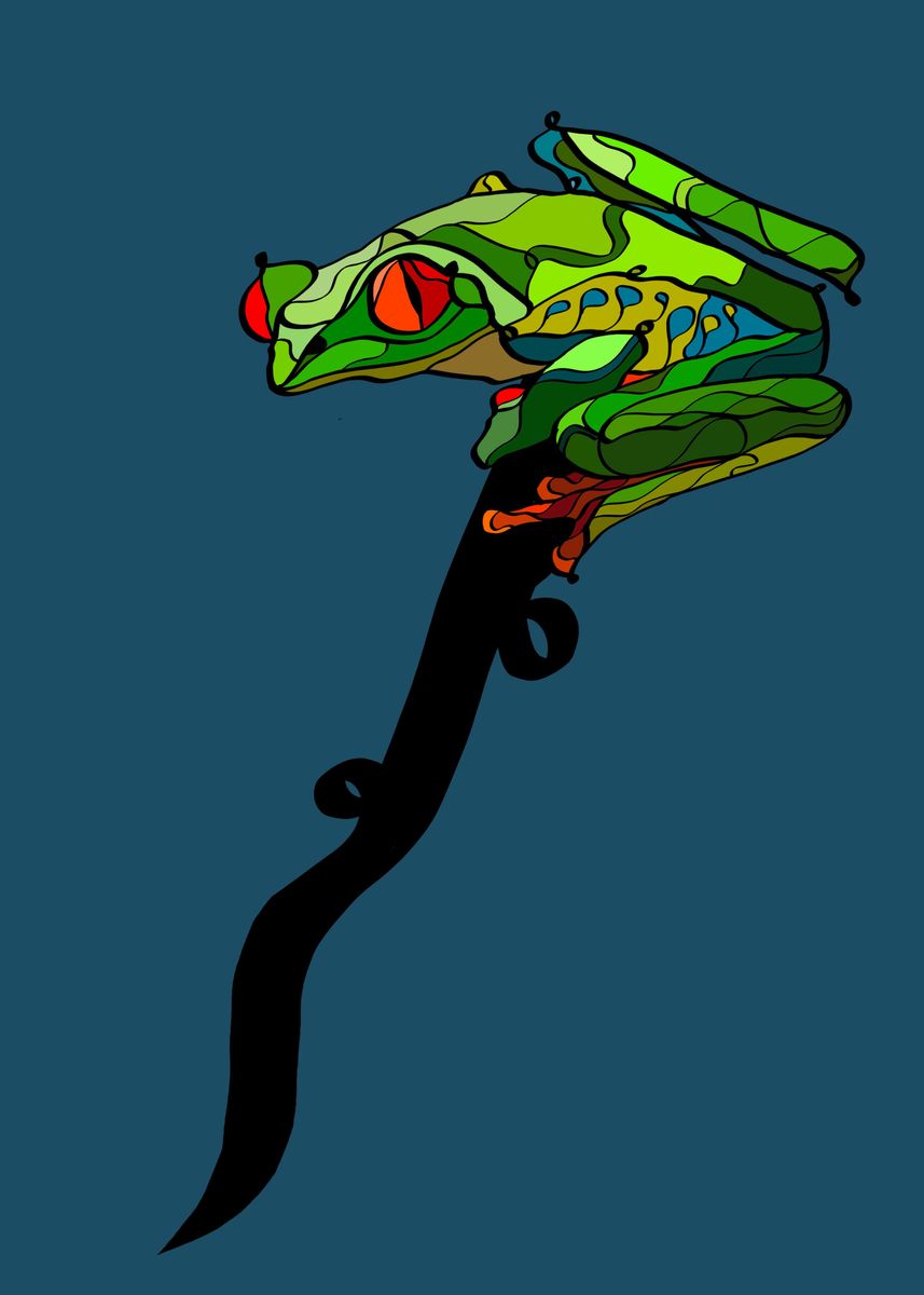 'Australian green tree frog' Poster, picture, metal print, paint by ...