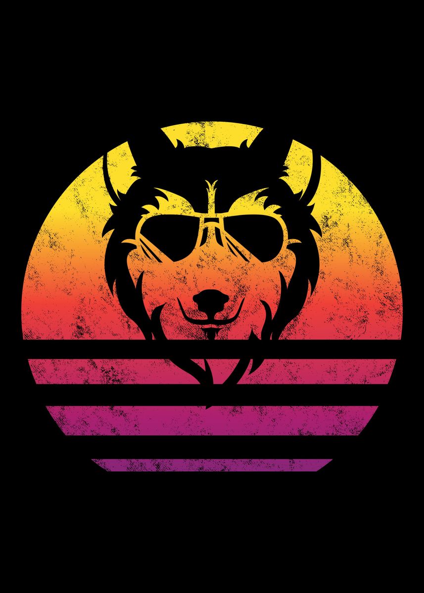 'Wolf Retro Vintage' Poster, picture, metal print, paint by royalsigns ...