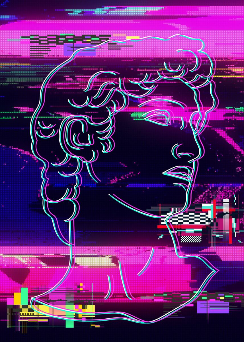 'Vaporwave Greek Statue 3' Poster, picture, metal print, paint by Simon ...