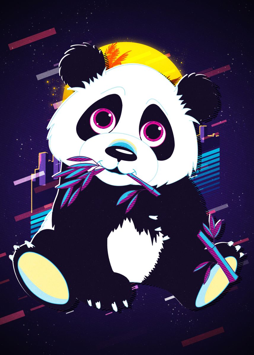 'Panda' Poster, picture, metal print, paint by Ellen Farrah Art | Displate
