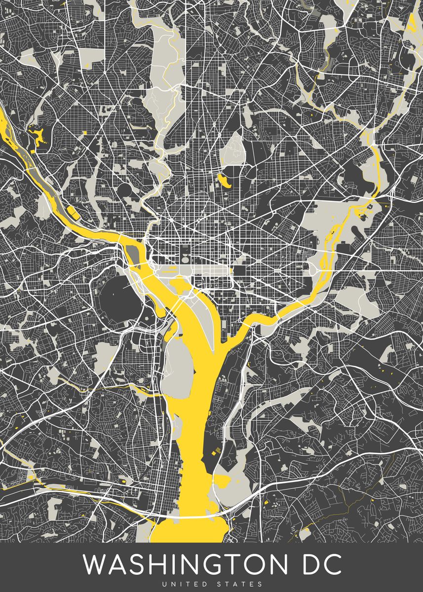 'Washington DC' Poster, picture, metal print, paint by mapsies | Displate