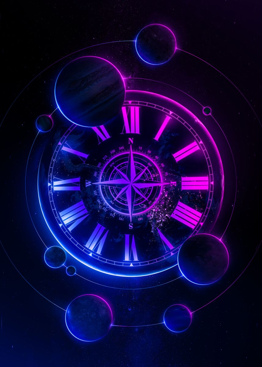 'Space Compass' Poster, picture, metal print, paint by Benny ...