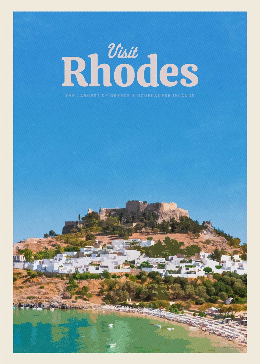 'Visit Rhodes' Poster, picture, metal print, paint by Mercury Club ...