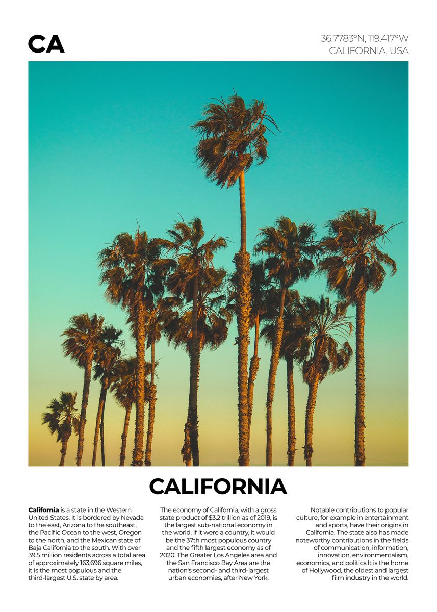 'California' Poster, picture, metal print, paint by Conceptual ...