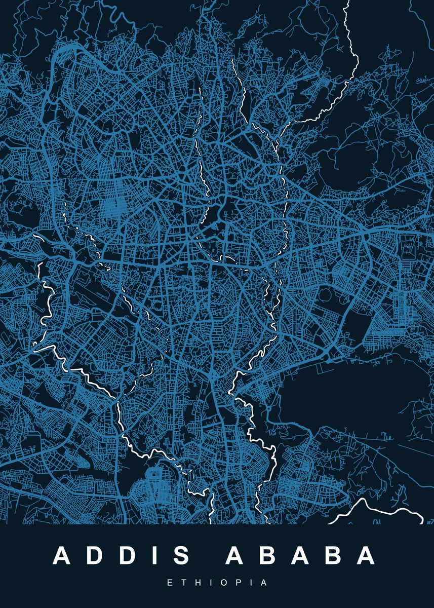 'ADDIS ABABA Map Ethiopia' Poster by UrbanMaps | Displate