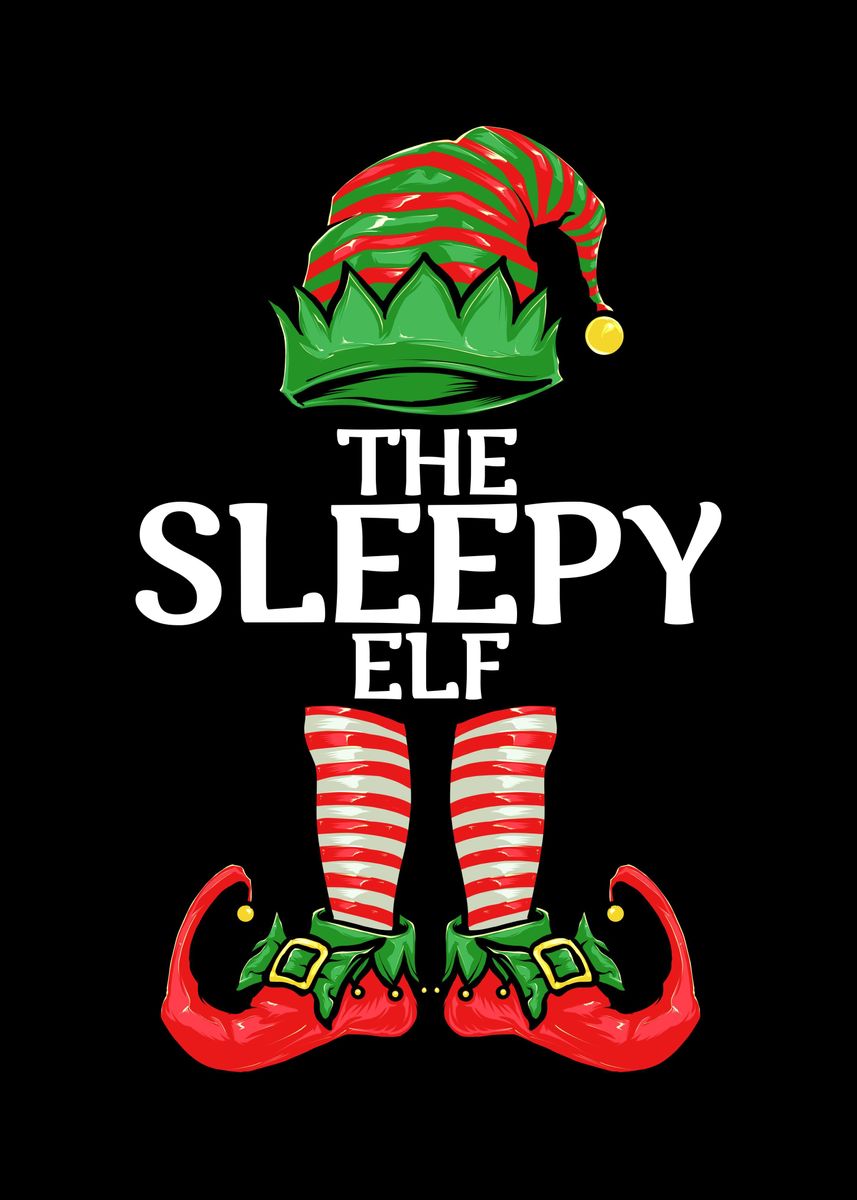 'Christmas Elf Sleepy Elf' Poster by Mealla | Displate