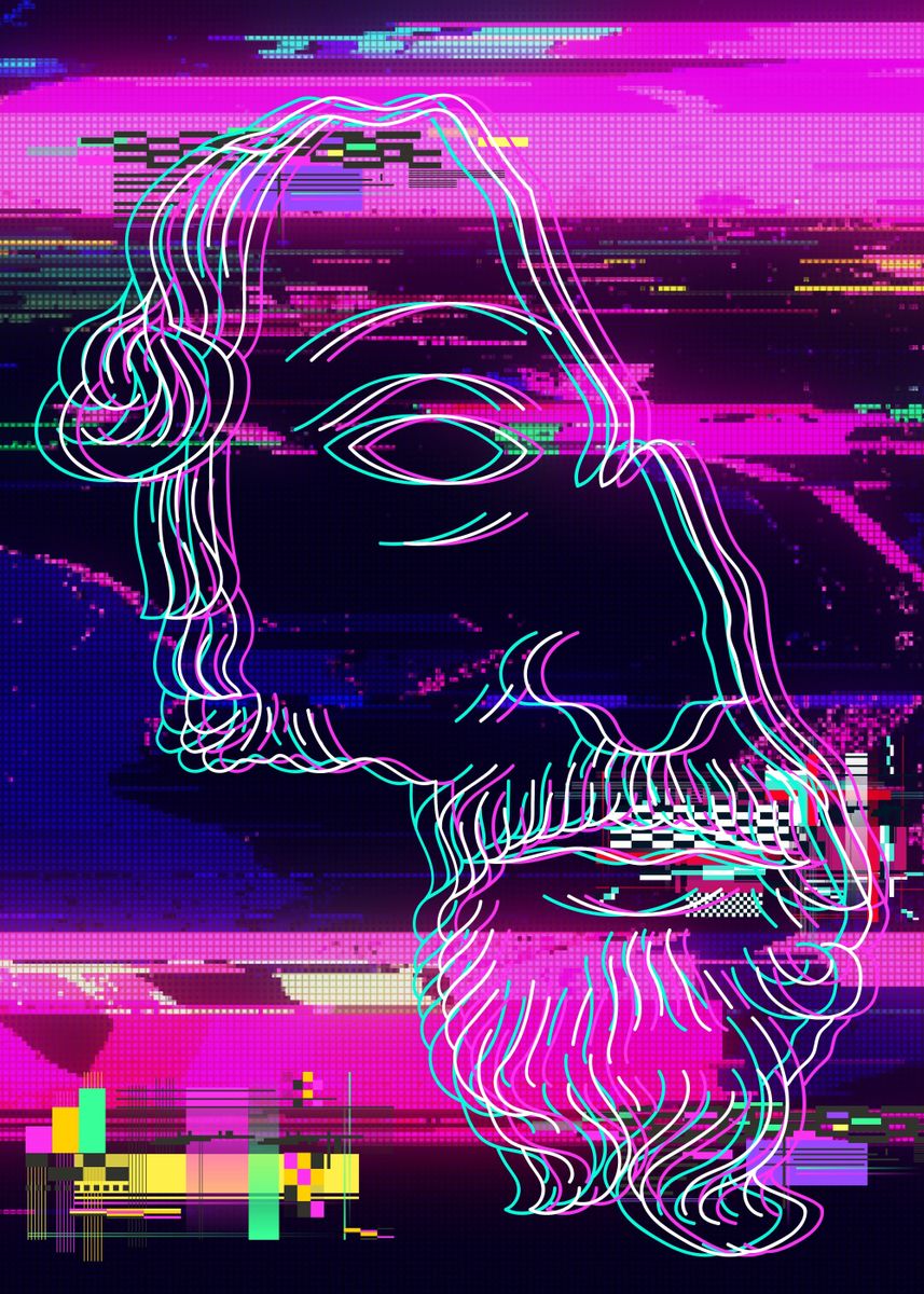 'Vaporwave Greek Statue 11' Poster by Simon Clement | Displate
