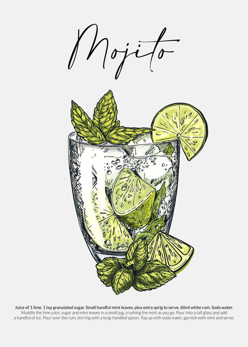 'Mojito Cocktail Drink' Poster by dkDesign | Displate