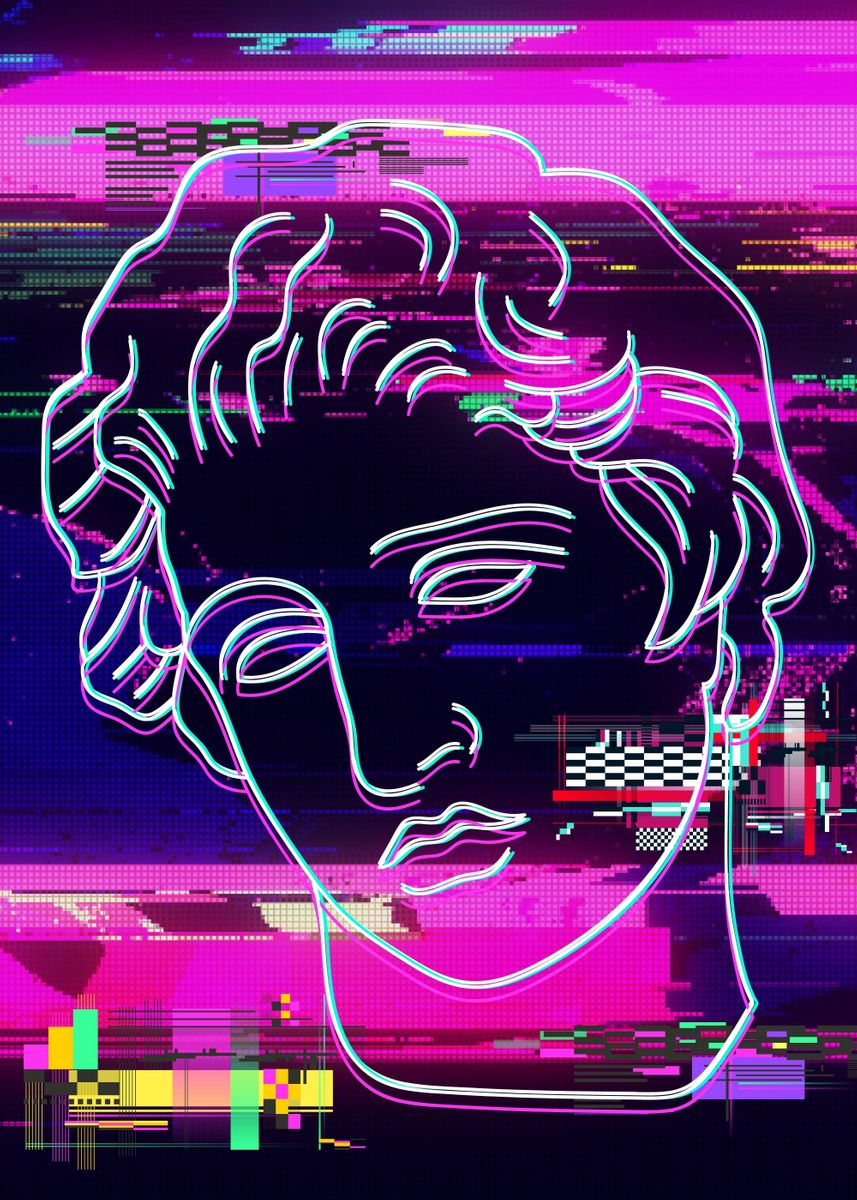 'Vaporwave Greek Statue 8' Poster, picture, metal print, paint by Simon ...
