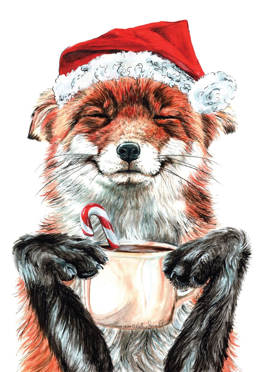 'Morning Fox Christmas' Poster, picture, metal print, paint by Holly ...