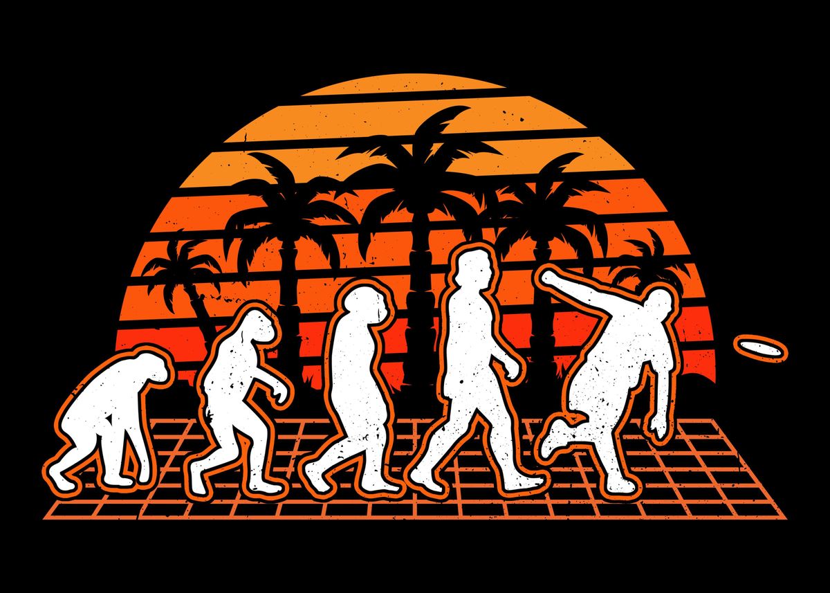 'Disc Golf Evolution Sunset' Poster by FavoritePlates | Displate