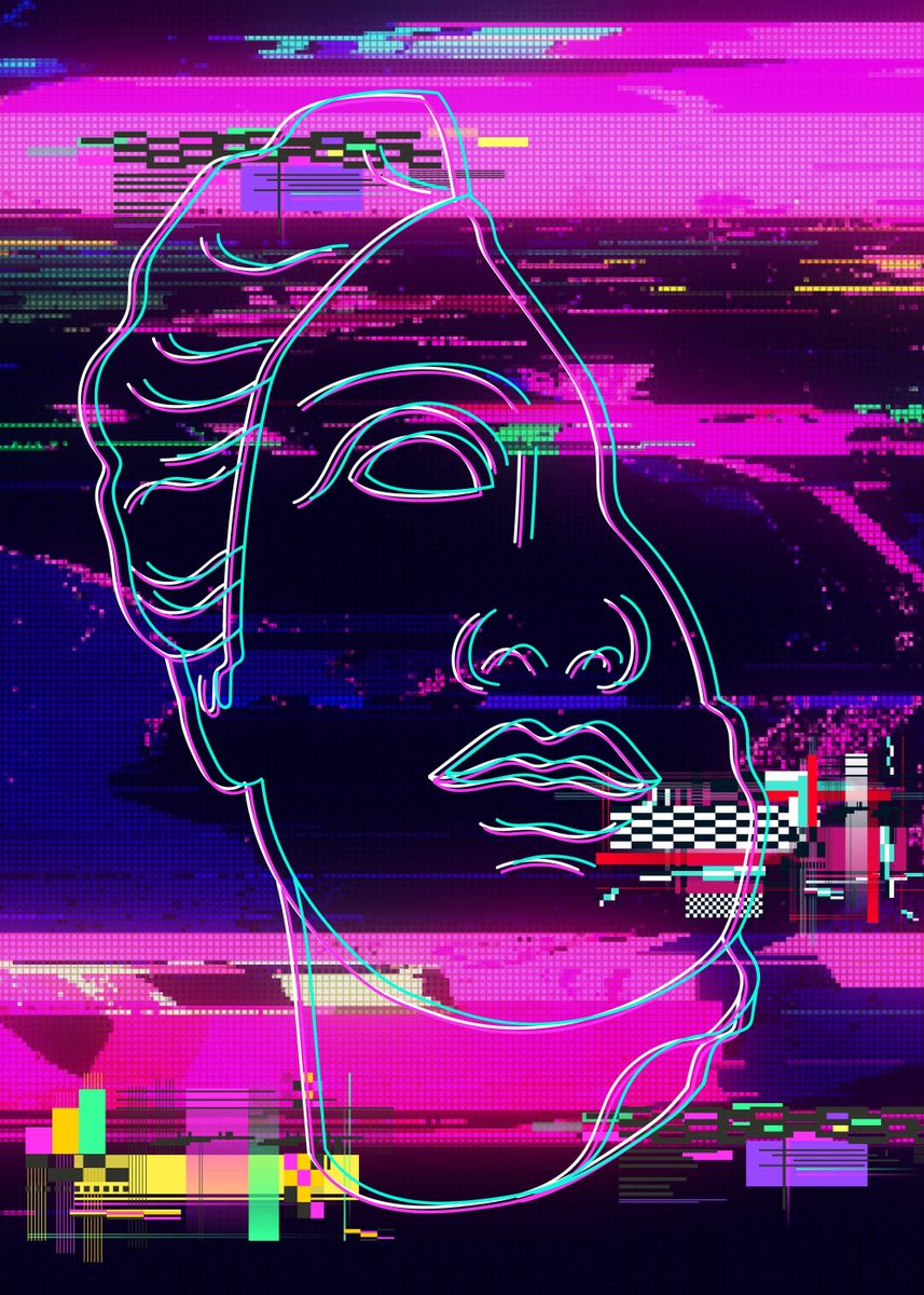 'Vaporwave Greek Statue 5' Poster, picture, metal print, paint by Simon ...