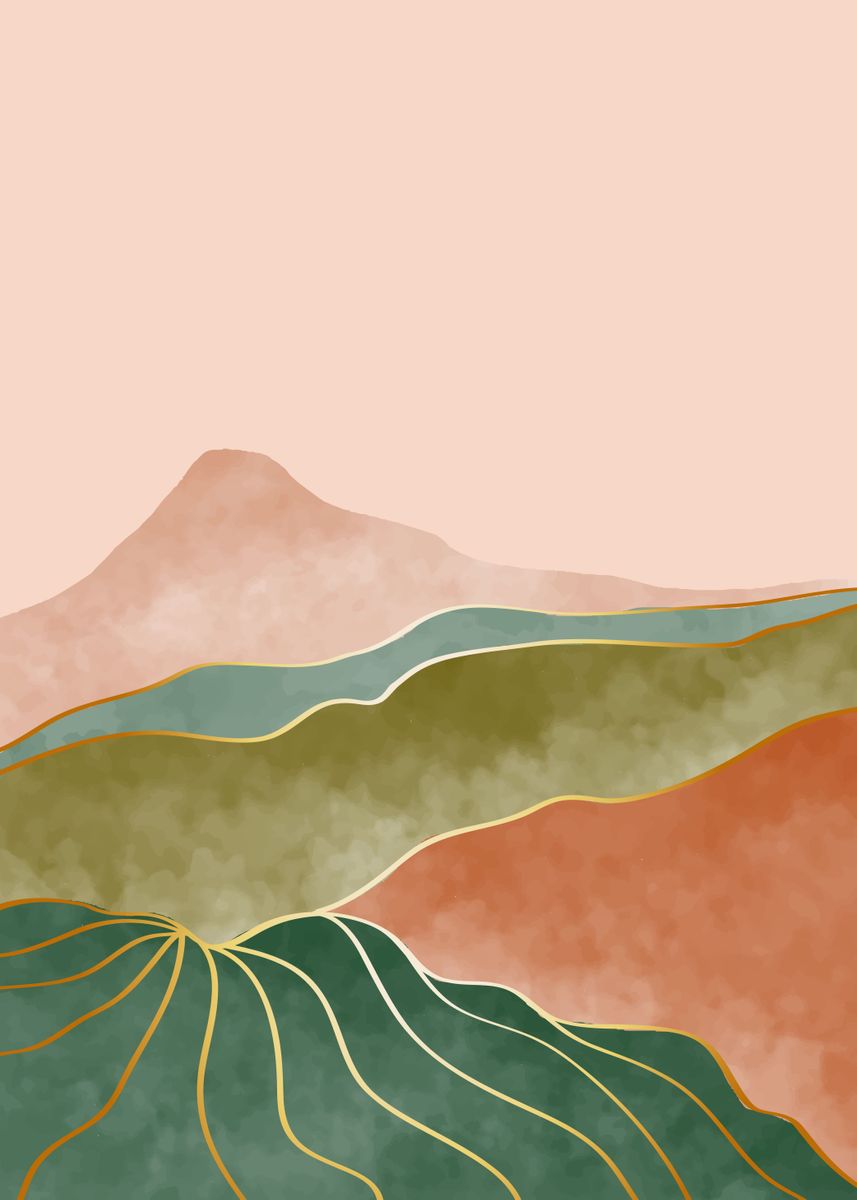 'ABSTRACT MOUNTAIN ART' Poster, picture, metal print, paint by budi ...