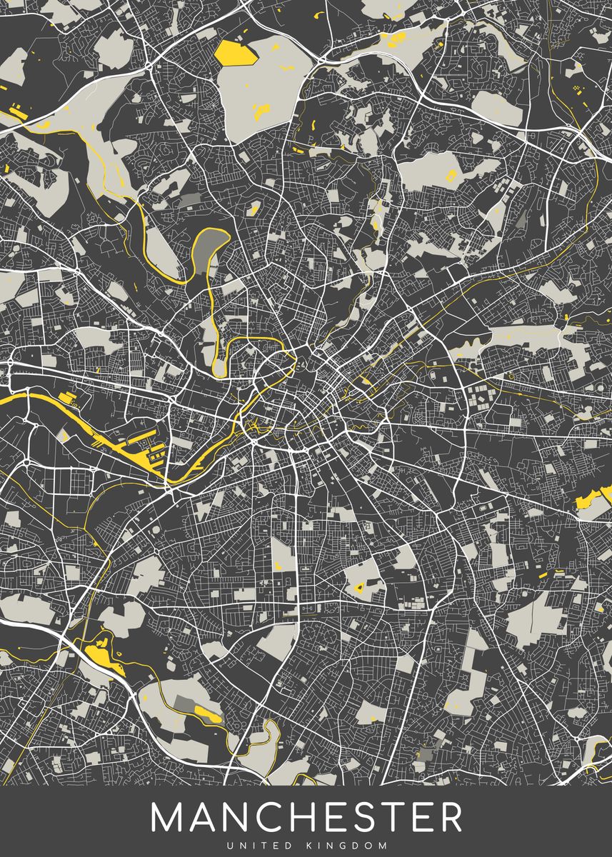 'Manchester' Poster, picture, metal print, paint by mapsies | Displate