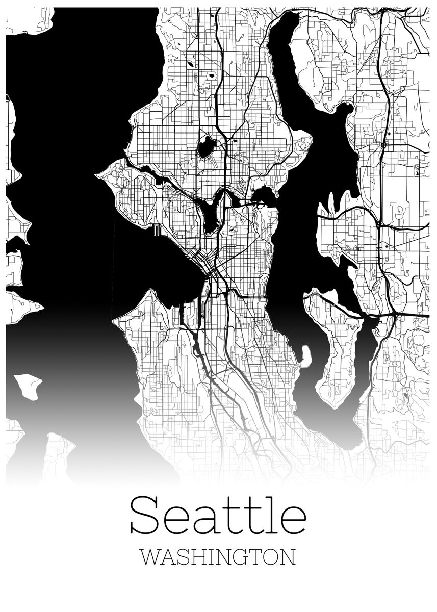 'Seattle Washington map' Poster by RelDesign | Displate
