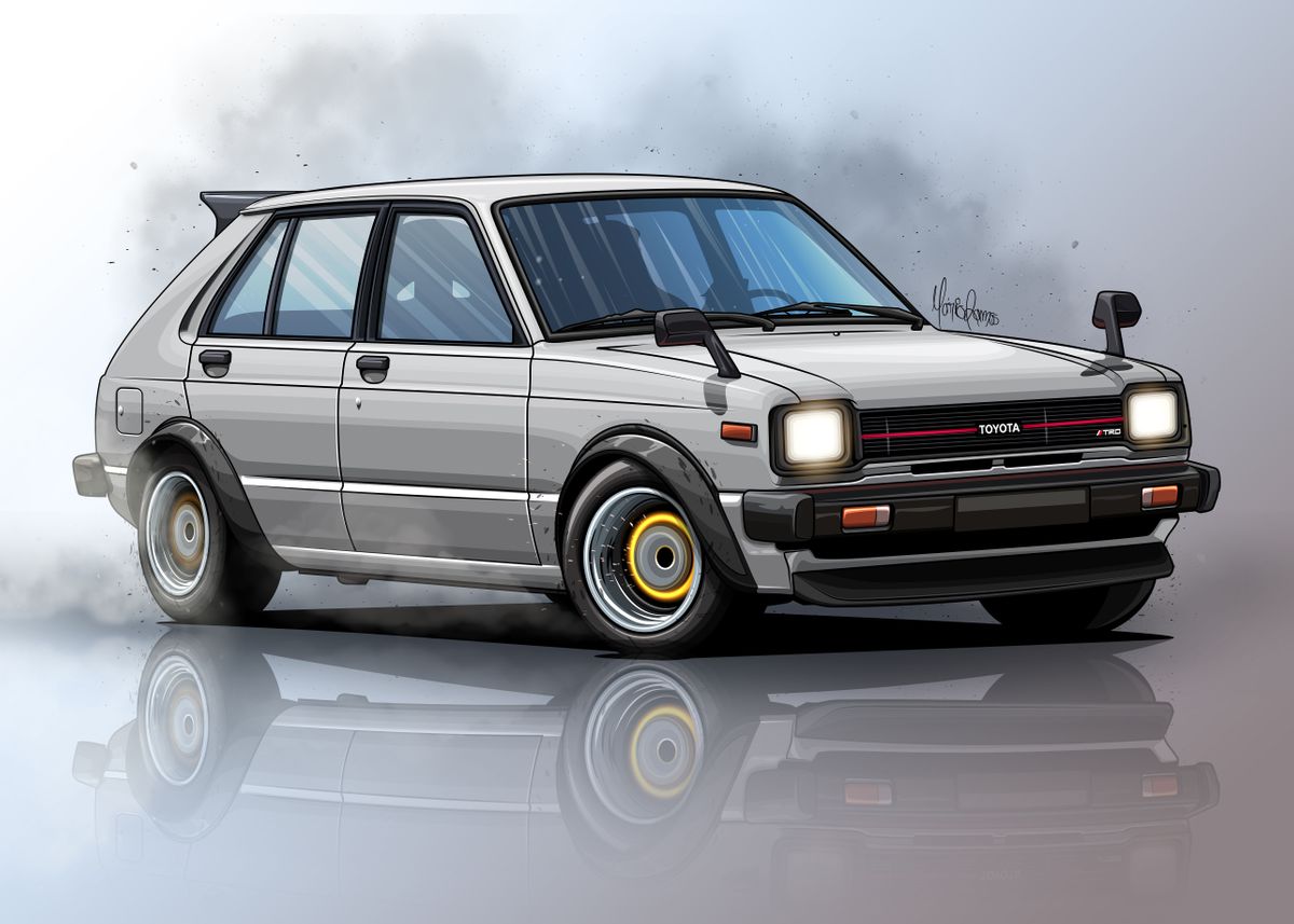 'Toyota Starlet KP61 Art' Poster by Mário Ramos Art | Displate