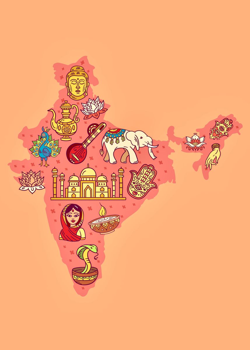 'India map traditions ' Poster by Simon Darren | Displate