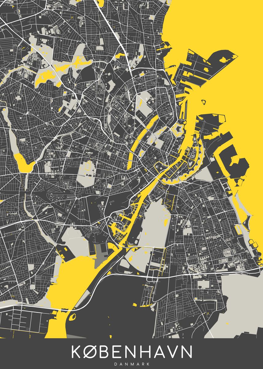 'Kobenhavn' Poster, picture, metal print, paint by mapsies | Displate