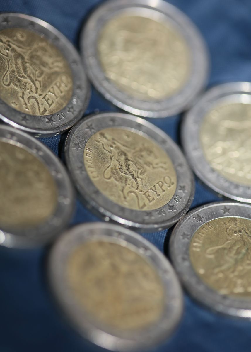 'European 2 euro coin macro' Poster, picture, metal print, paint by ...