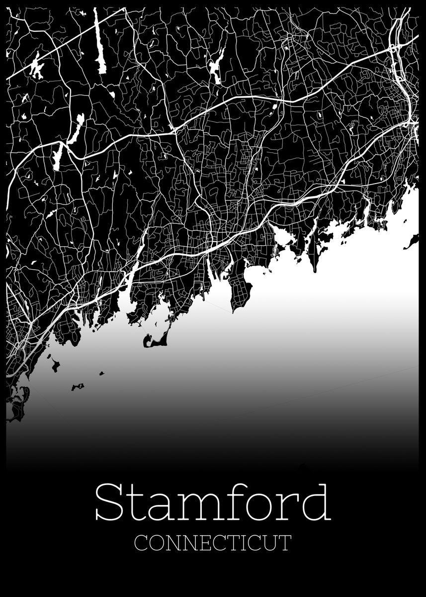 'Stamford Connecticut map' Poster, picture, metal print, paint by ...