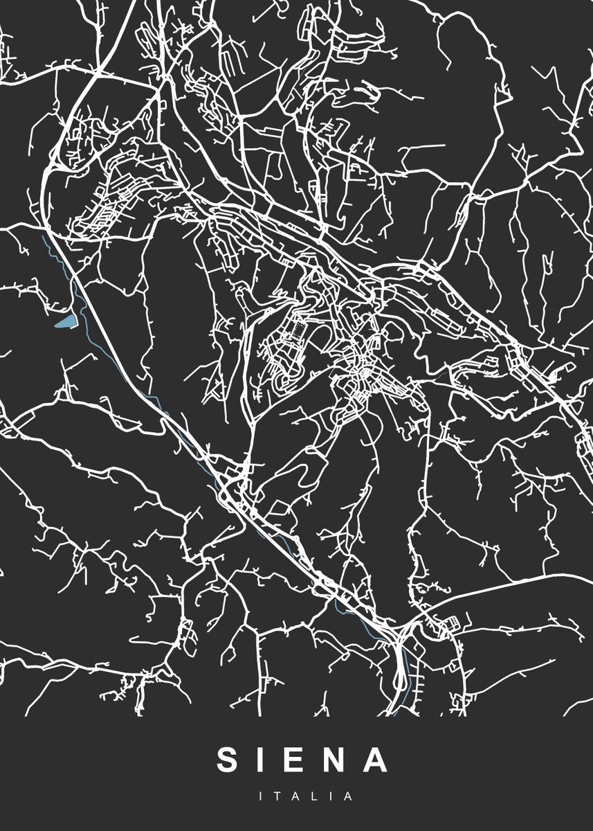 'SIENA City Map Italia' Poster, picture, metal print, paint by ...