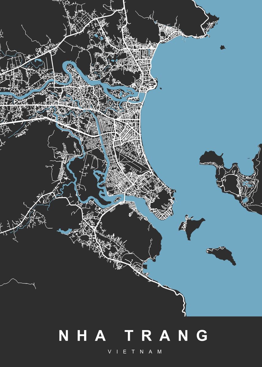 'NHA TRANG Map Vietnam' Poster, picture, metal print, paint by ...