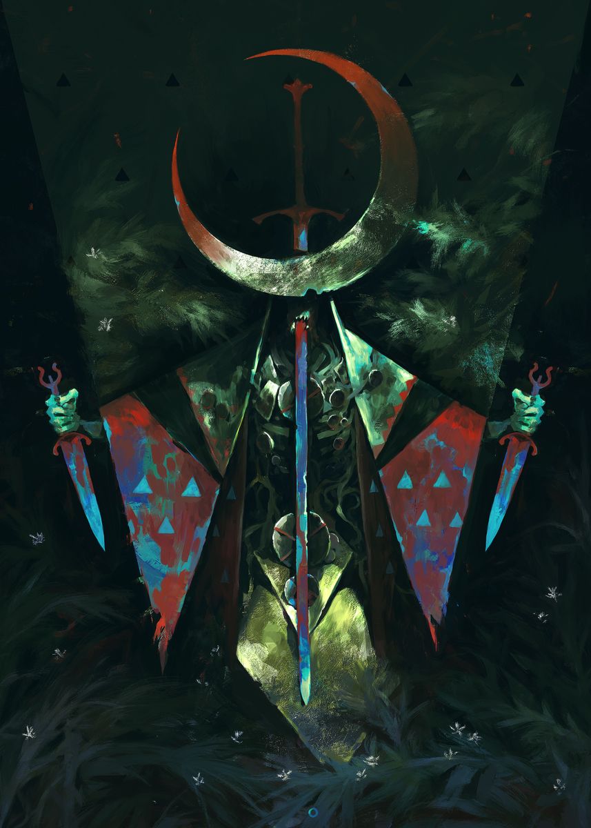 'Moon Priest' Poster, picture, metal print, paint by Dominik Mayer ...