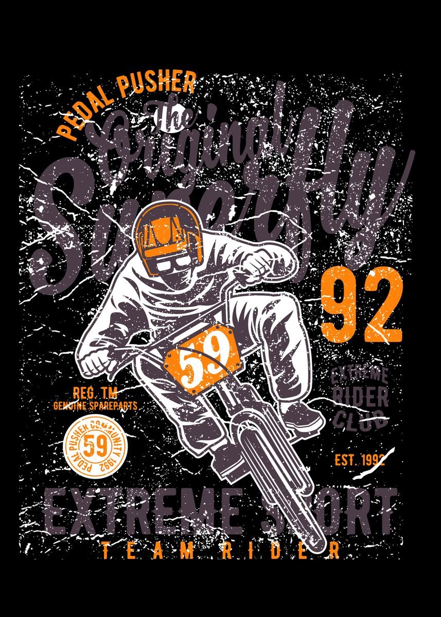 'Pedal Pusher' Poster, picture, metal print, paint by thetshirtshop2020 ...