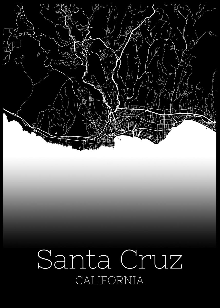 'Santa Cruz California map' Poster by RelDesign | Displate