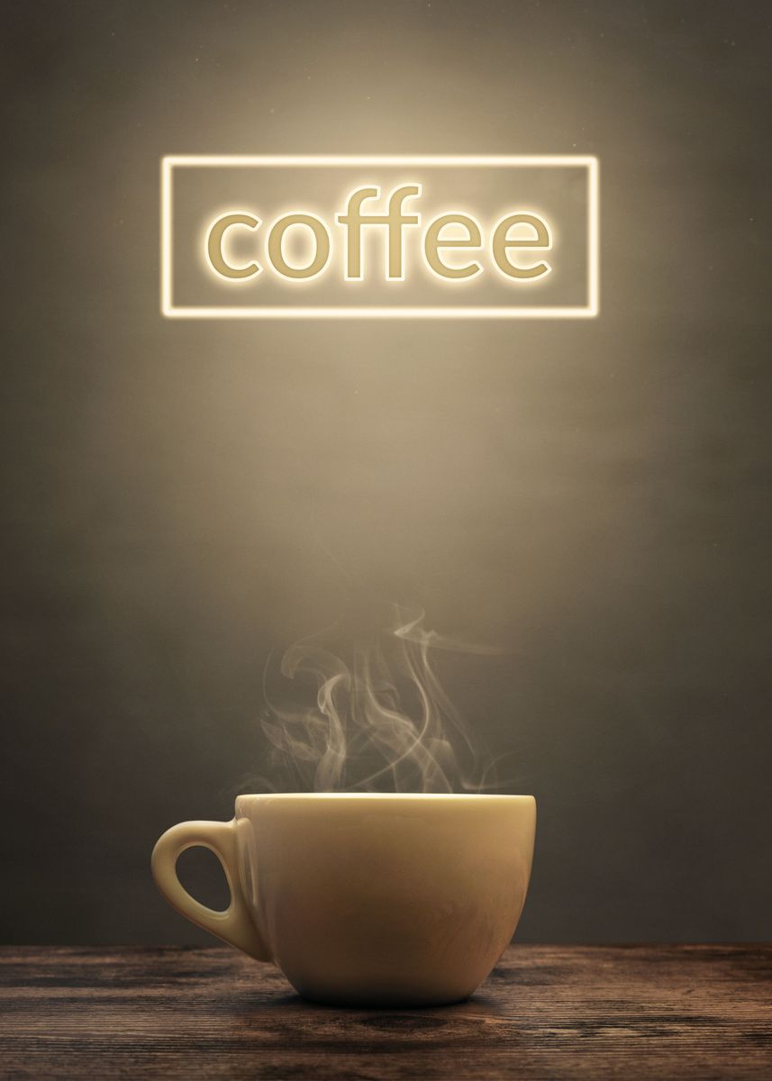 'Coffee Cup And Sign' Poster, picture, metal print, paint by ...