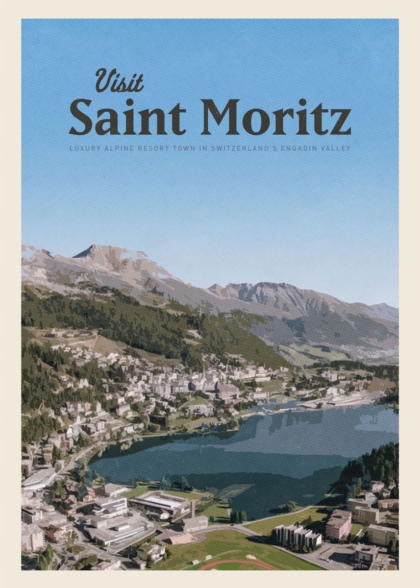 'Visit Saint Moritz' Poster, picture, metal print, paint by Mercury ...