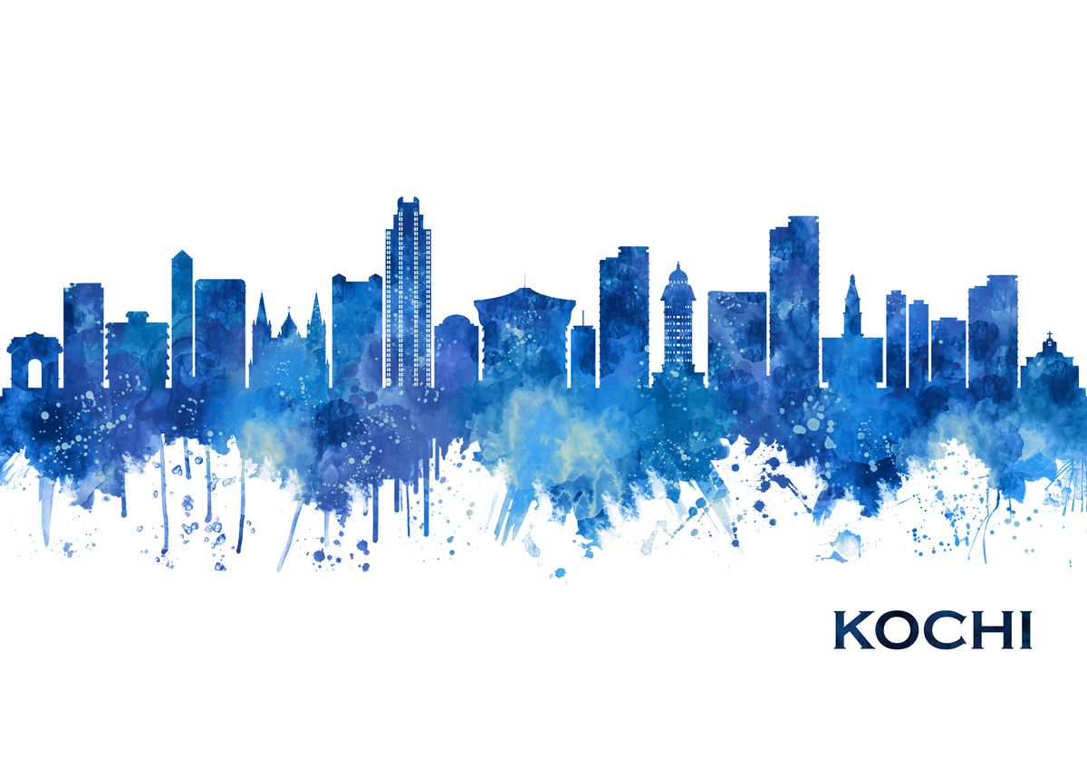 'Kochi Kerala Skyline Blue' Poster by Towseef Dar | Displate