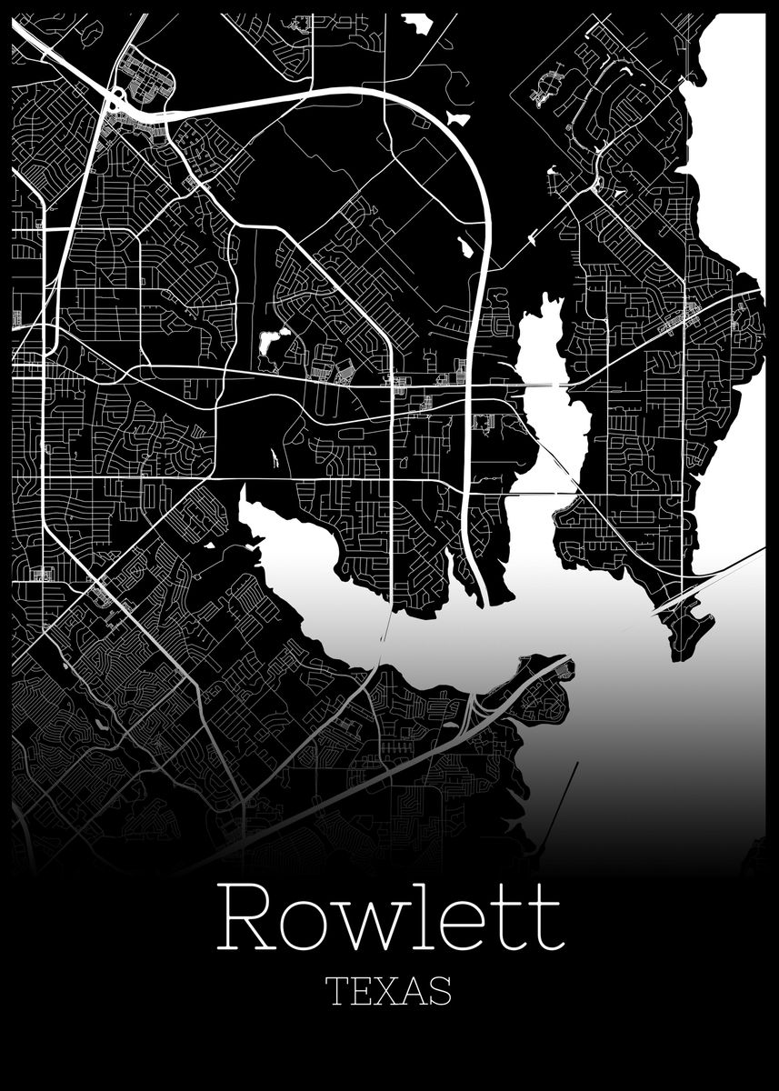 'Rowlett Texas map' Poster, picture, metal print, paint by RelDesign ...